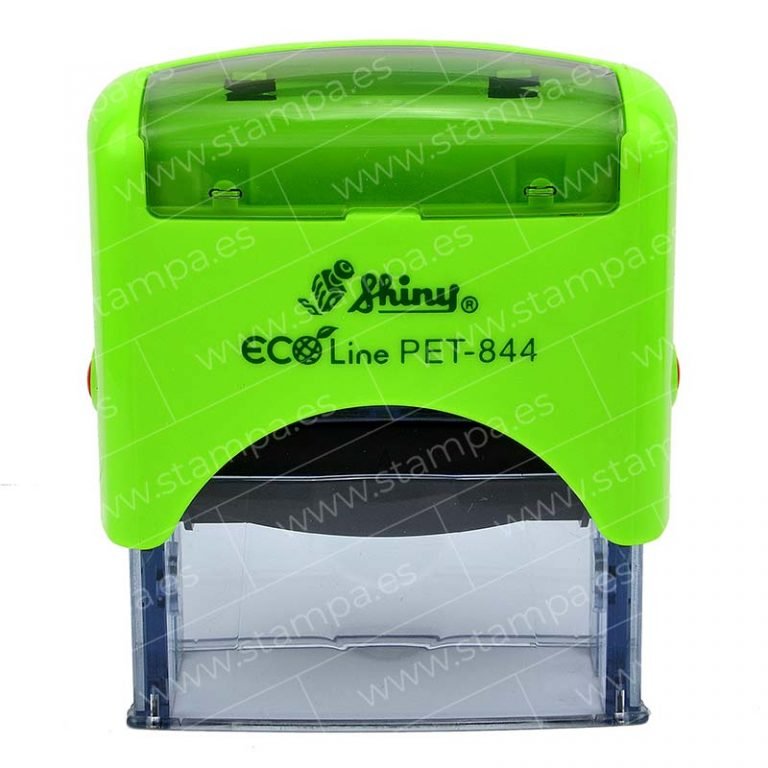 Sello automático Ecológico Shiny ecoline Pet 844 de 56x21 mm. - Stampa